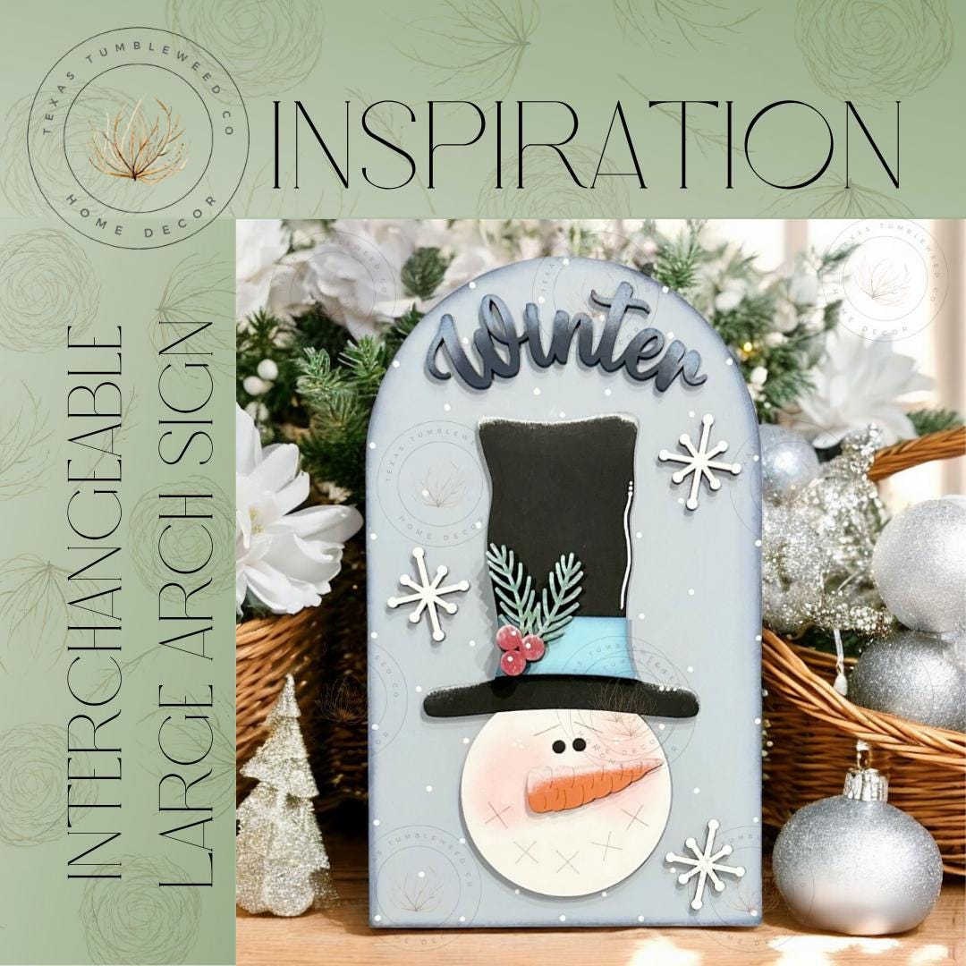 DIY | Interchangeable Large Arched Boho Sign Insert | Winter Snowman ...