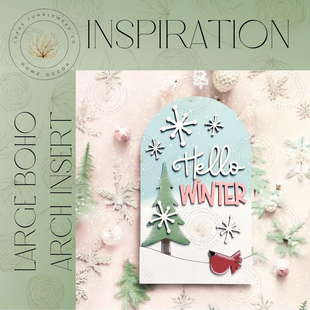 DIY | Interchangeable Large Arched Boho Sign Insert | Hello Winter Sign ...