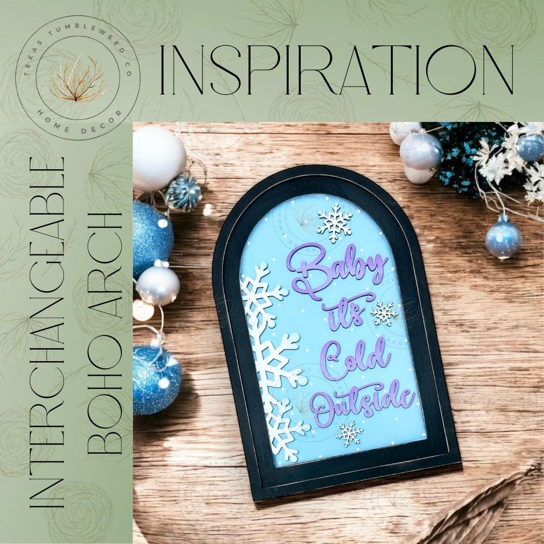 DIY | Interchangeable Large Arched Boho Sign Insert | Winter Snowflakes ...