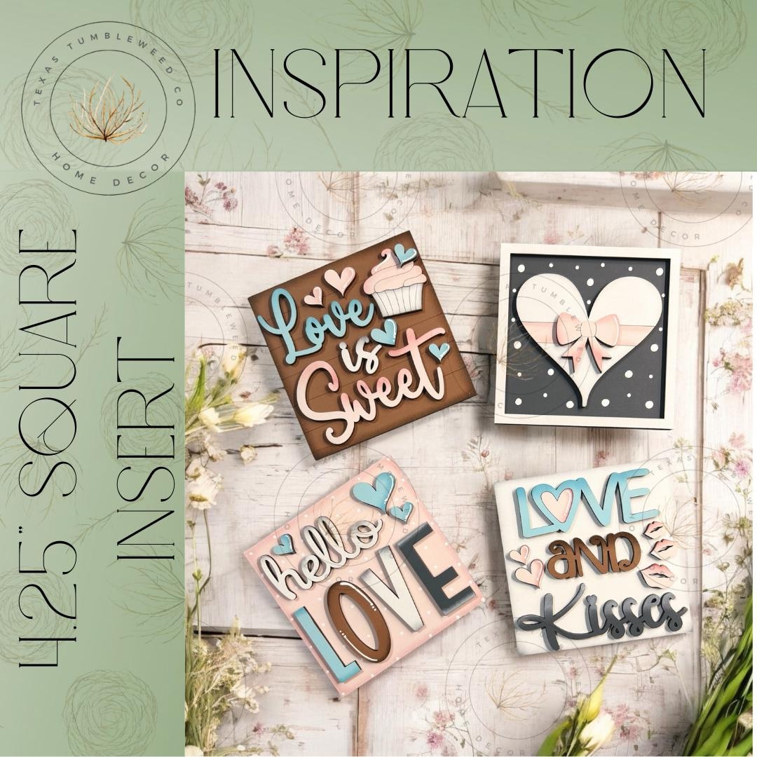 DIY | Valentine Interchangeable Square Inserts 4.25 Inch Bundle | Paint ...