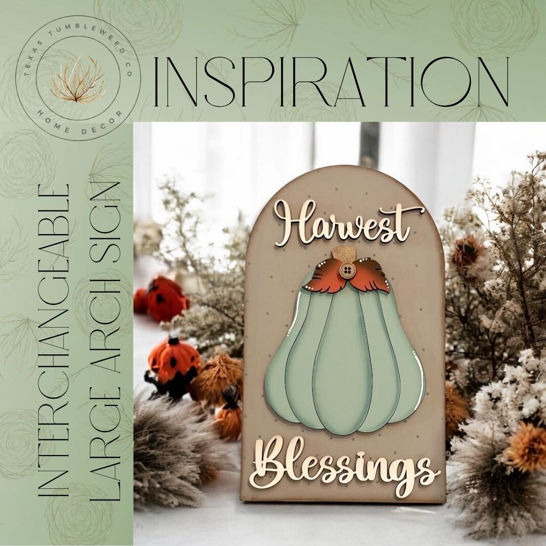 DIY | Interchangeable Large Arched Boho Sign Insert | Harvest Blessings ...