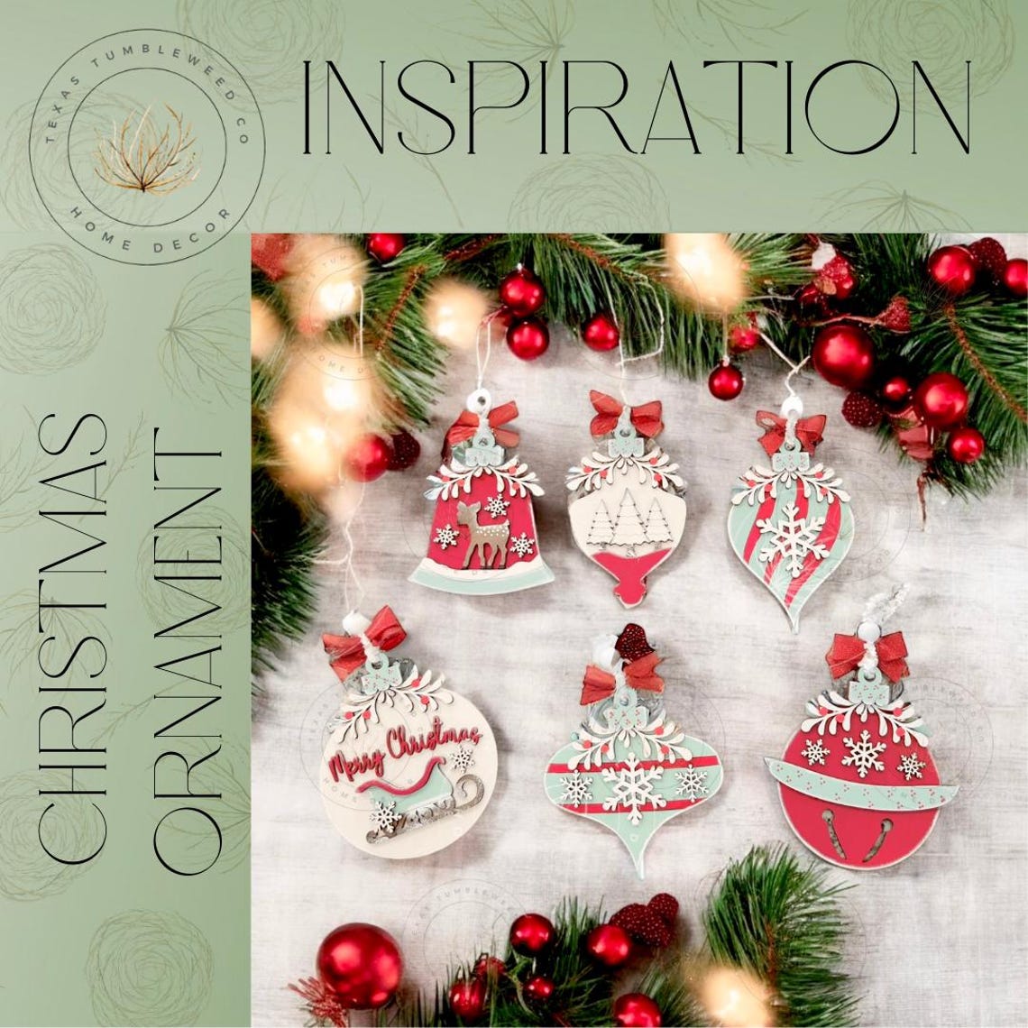 DIY | Vintage Mistletoe Christmas Ornament Bundle | Gift Tag ...