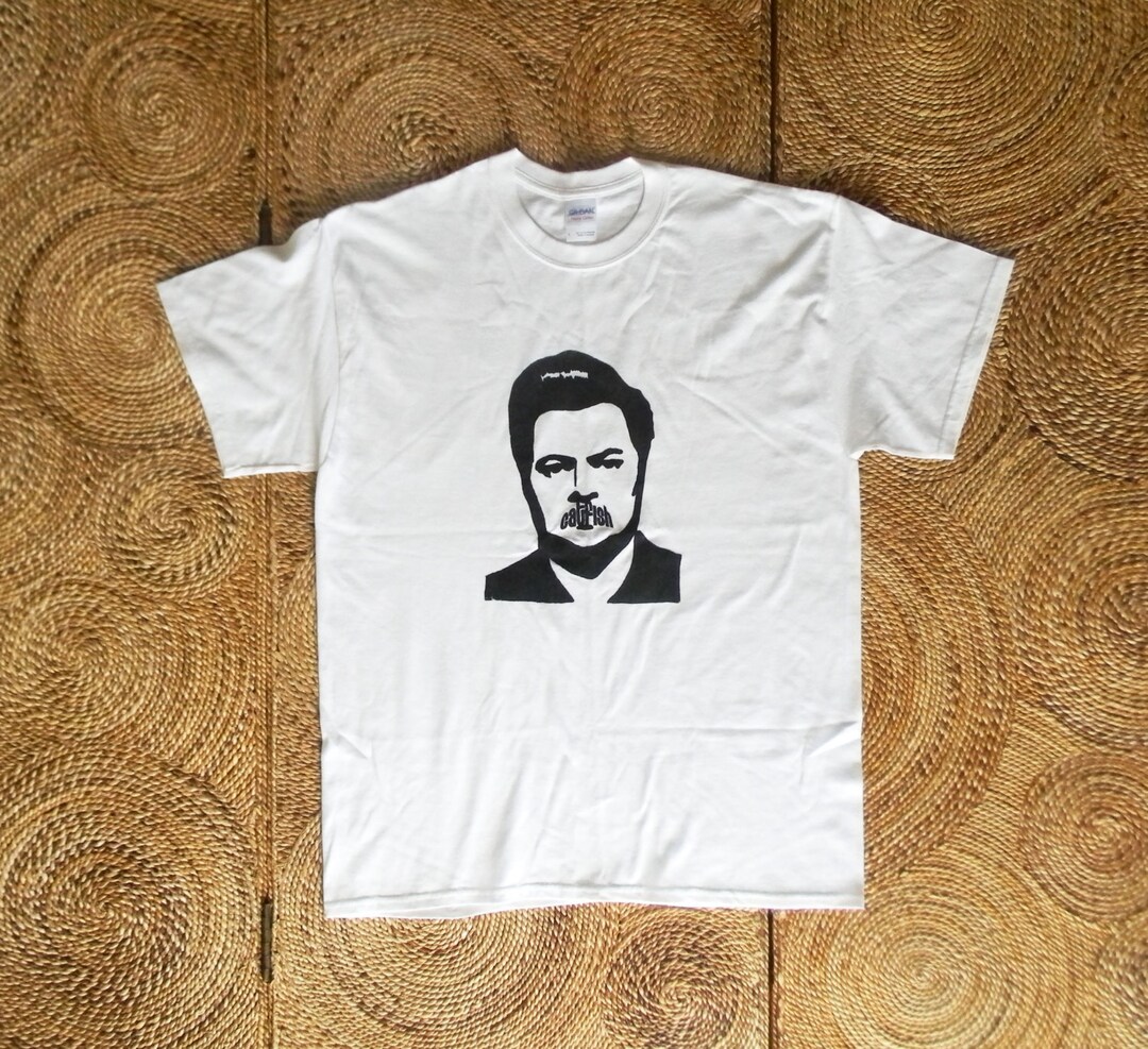 Ron Swanson / Catfish Mustache Band T-shirt Screen Print Tee - Etsy