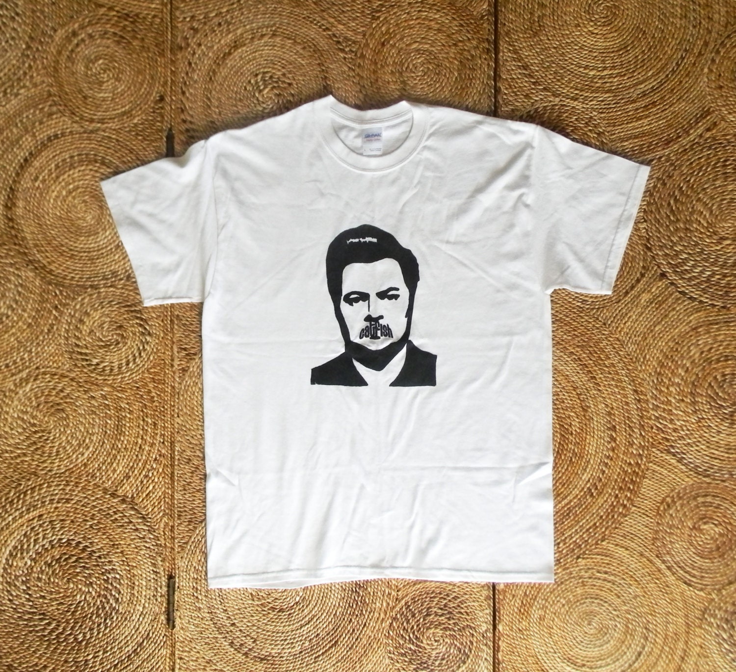 Ron Swanson / Catfish Mustache Band T-shirt Screen Print Tee - Etsy