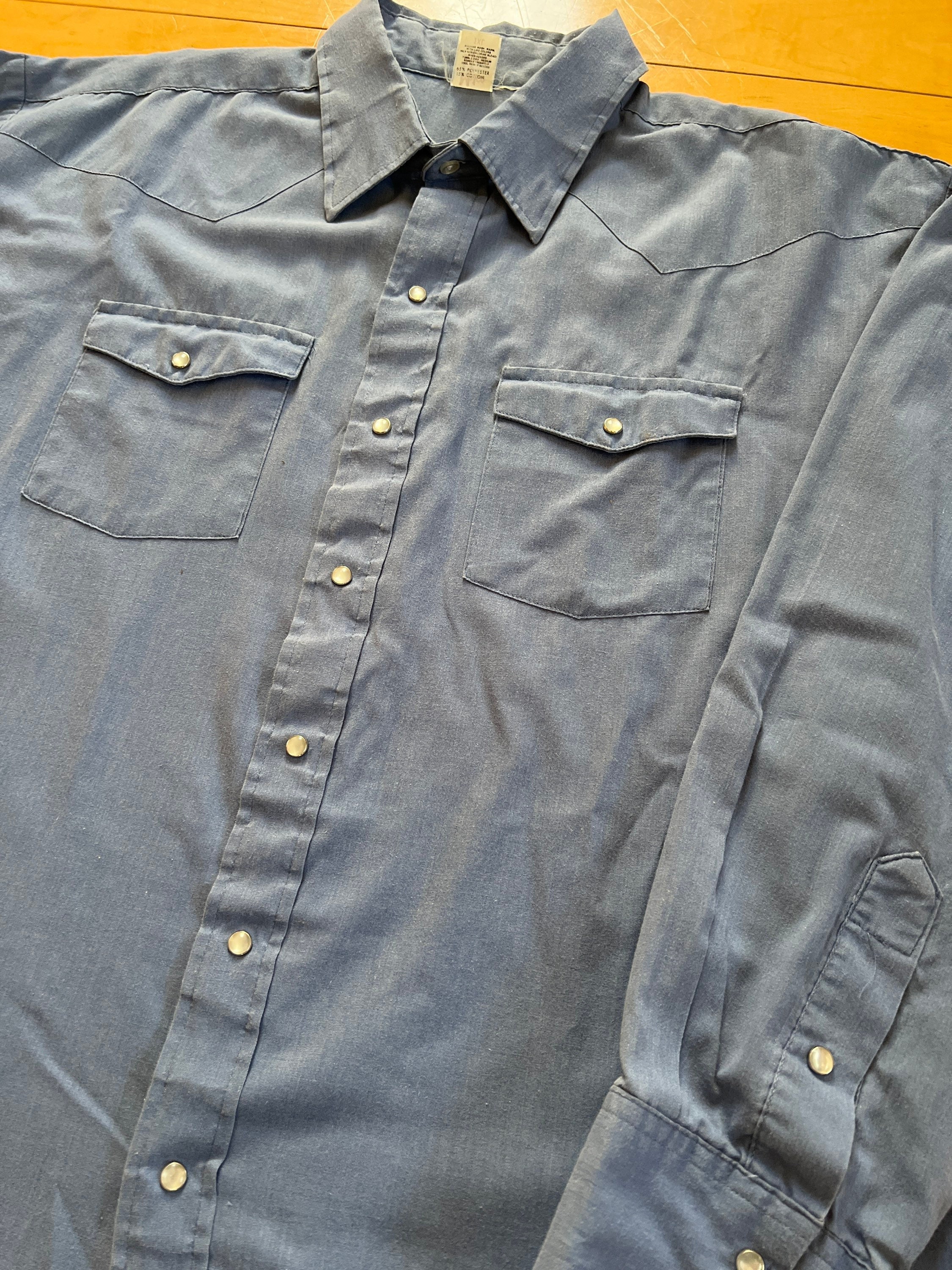 Vintage Long Sleeve Western Snap Button Down Collared Shirt Mens 2XL - Etsy