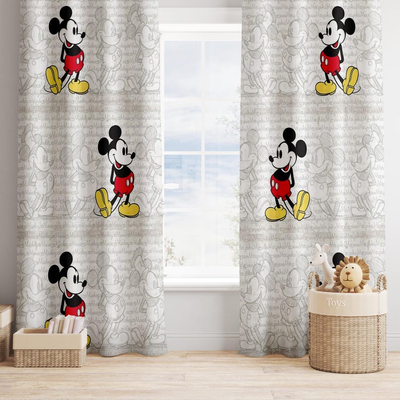 Mickey Mouse Kids Room Curtain , Mickey Mouse Nursery Curtain, Boy's ...