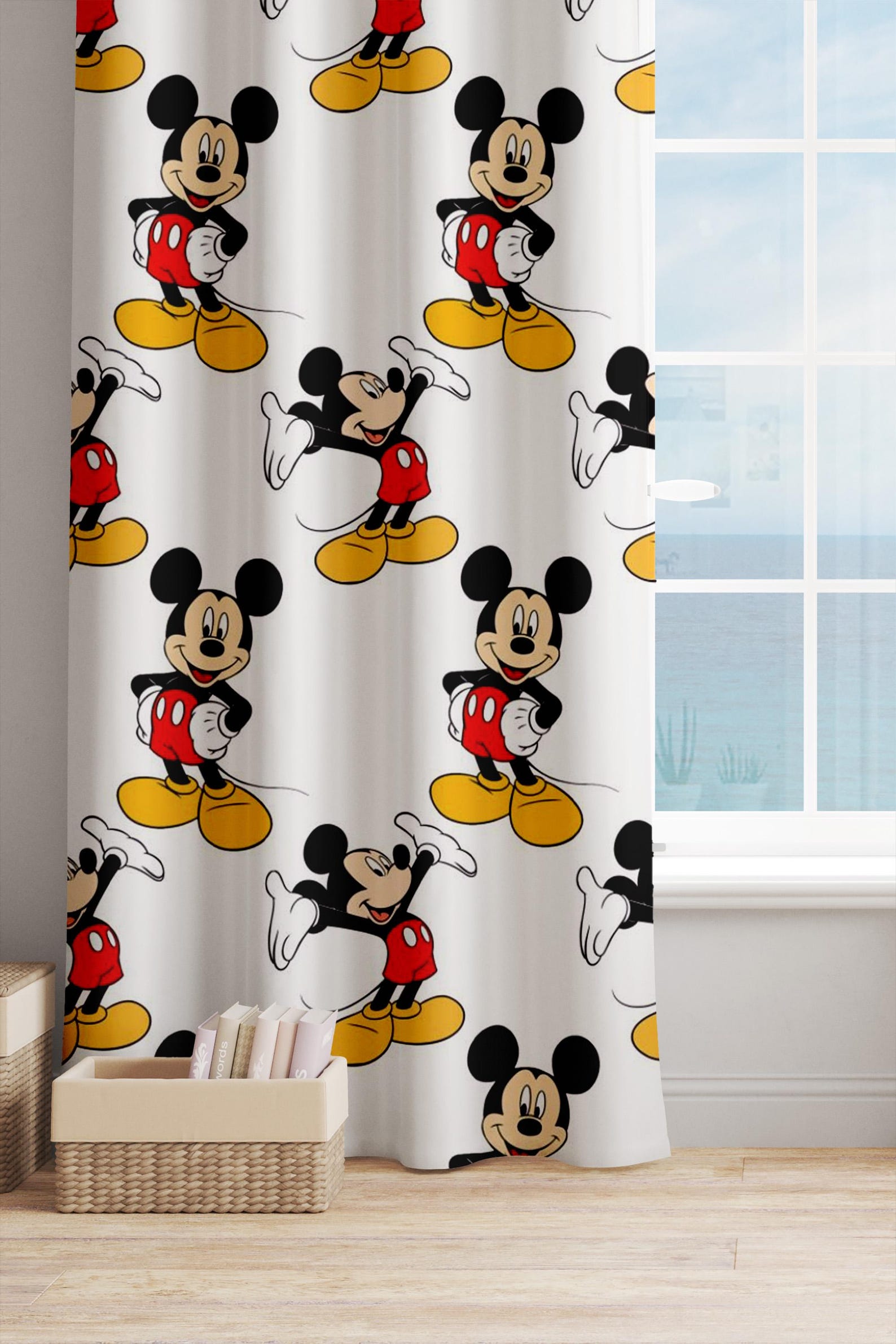 Mickey Mouse Nursery Curtain, Kids Curtains, Boy's Room, Curtains for ...