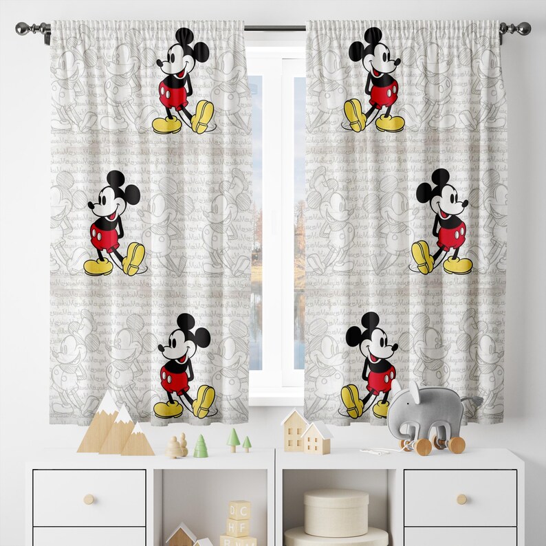 Mickey Mouse Kids Room Curtain , Mickey Mouse Nursery Curtain, Boy's ...