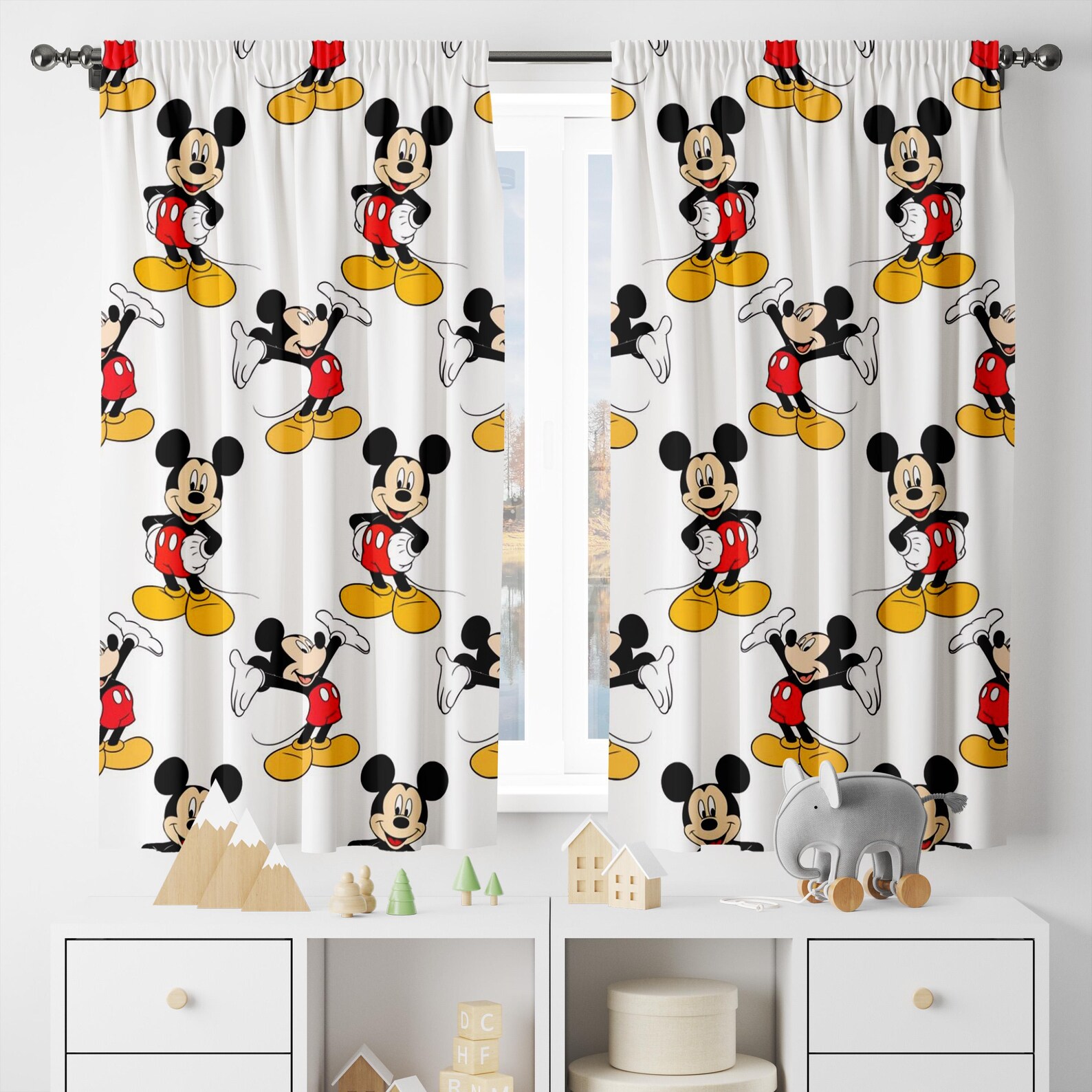 Mickey Mouse Nursery Curtain, Kids Curtains, Boy's Room, Curtains for ...