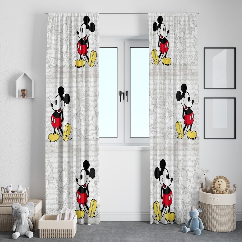 Mickey Mouse Kids Room Curtain , Mickey Mouse Nursery Curtain, Boy's ...