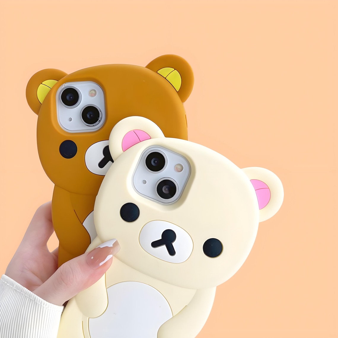 Rilakkuma Bear iPhone Case – Kawaii Cartoon Silicone Cover - Etsy