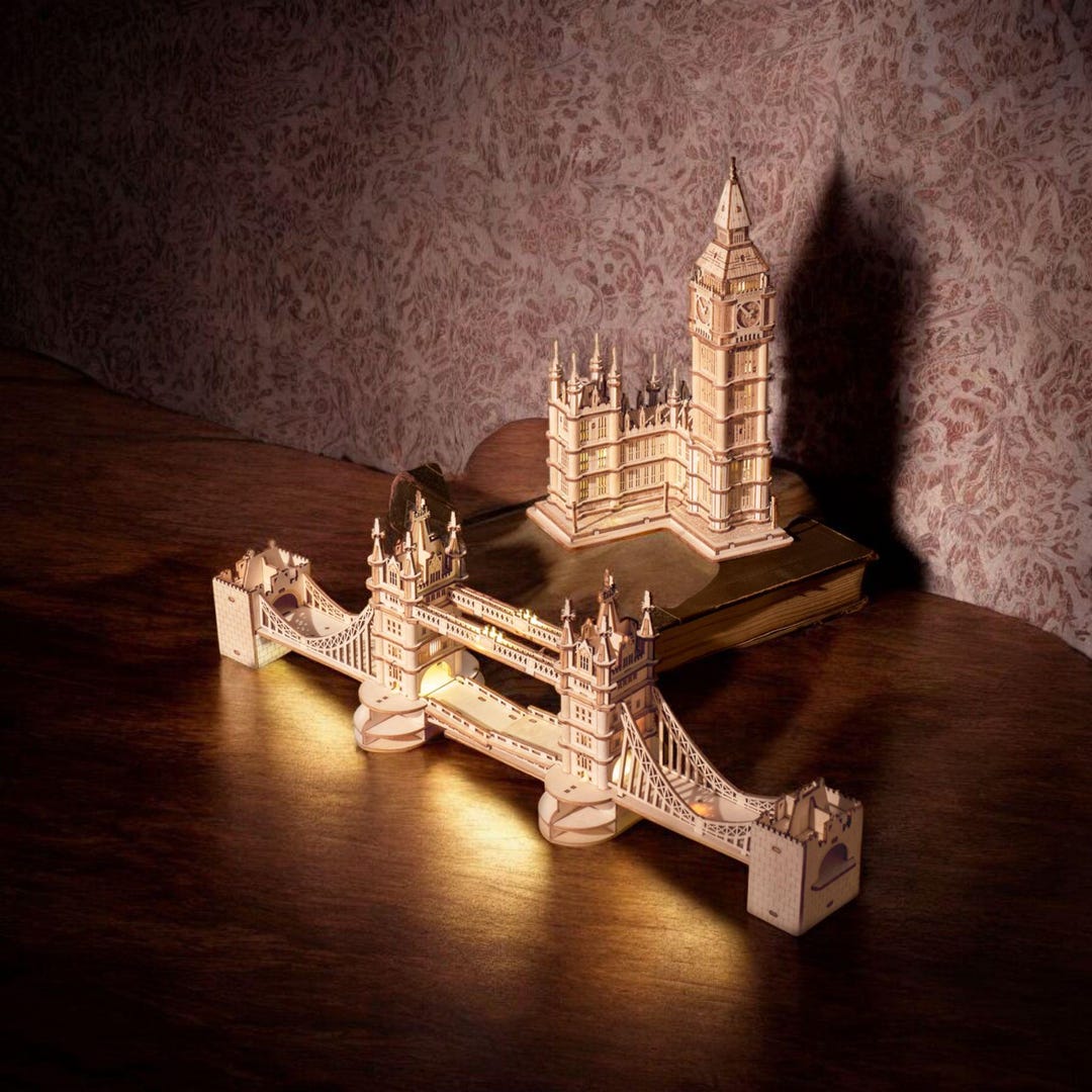 DIY 3D Wooden Puzzle – Tower Bridge & Big Ben Model Kit, Easy Assembly ...