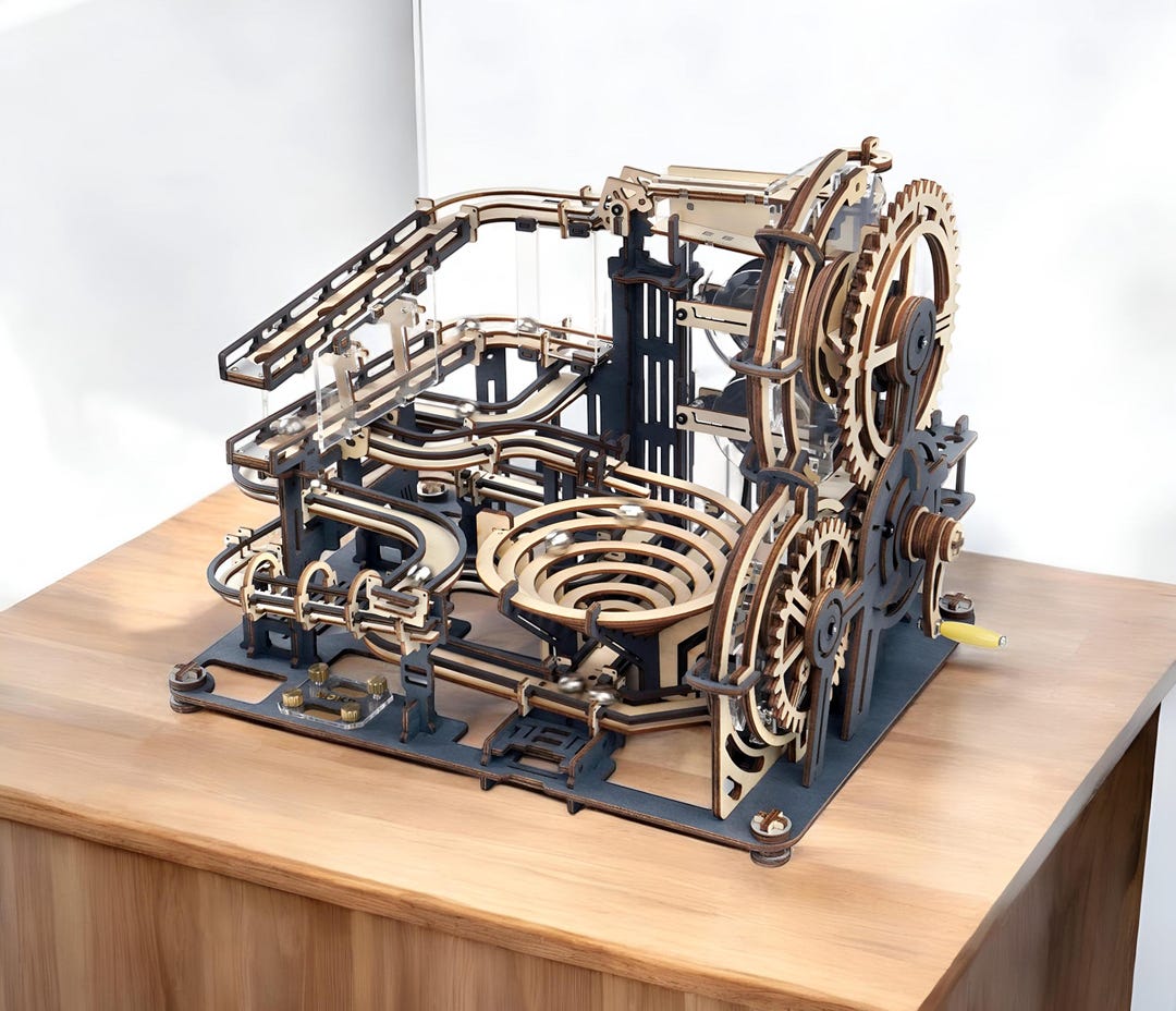3D Wooden Marble Run Puzzle – DIY Mechanical Model Kit | Marble Roller ...