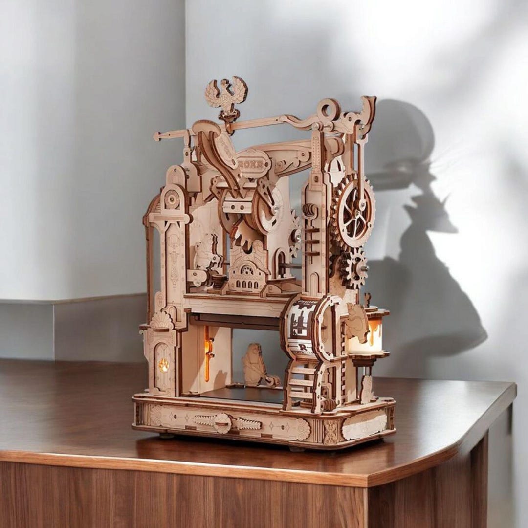 Printing Press 3D DIY Wooden Puzzle – Moveable Mechanical Model Kit ...