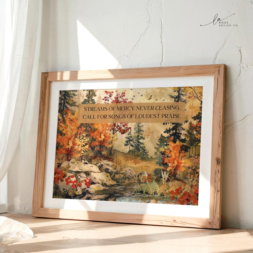 Streams of Mercy Fall Landscape Print: Christian Hymn Art (digital ...