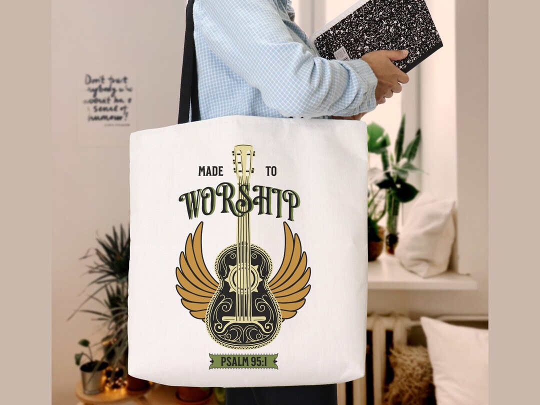 Made to Worship Tote Bag, Music Tote, Guitar Tote Bag, Musician Gift ...