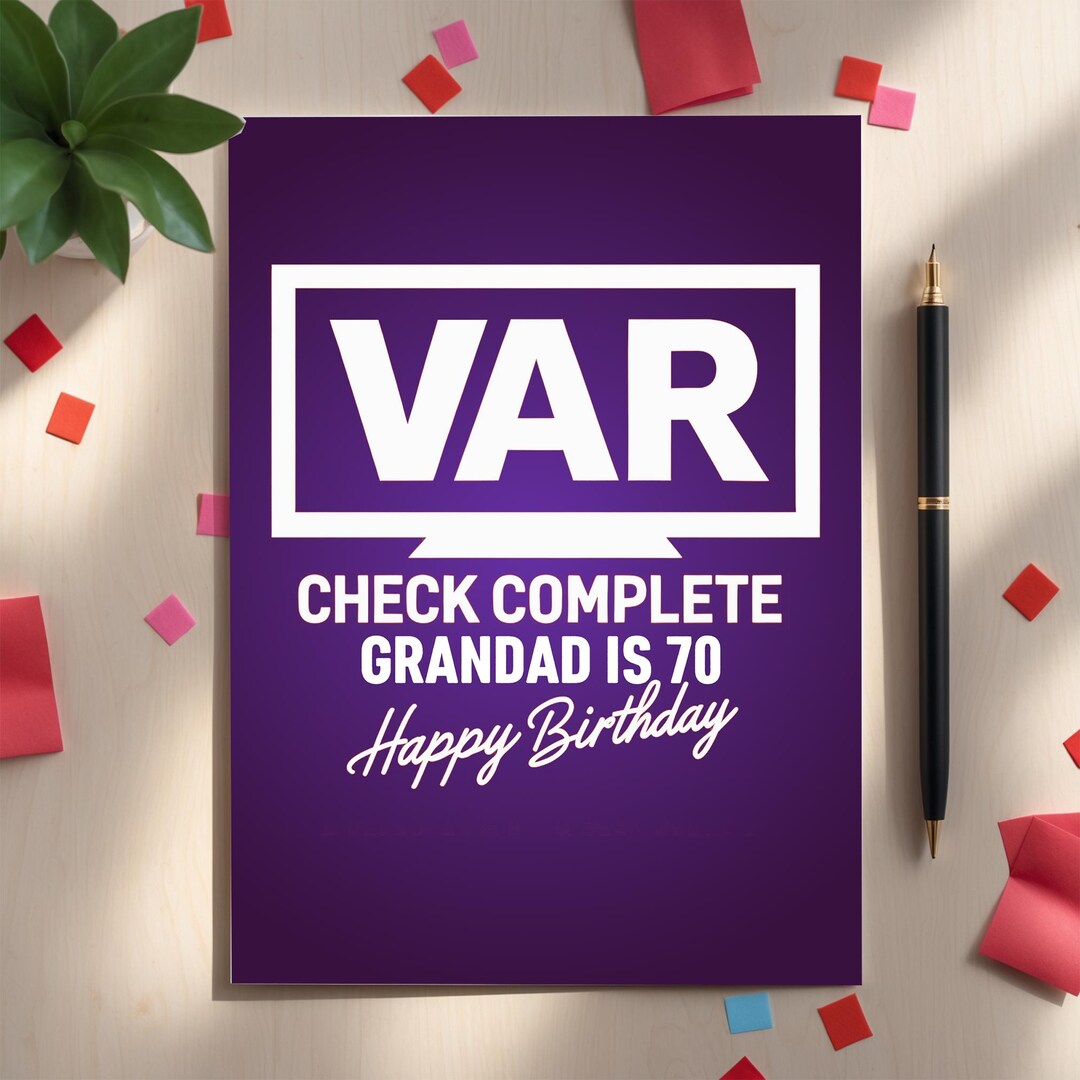 Custom VAR Birthday Card for Grandad - 60th, 70th, 80th, Football Humor ...