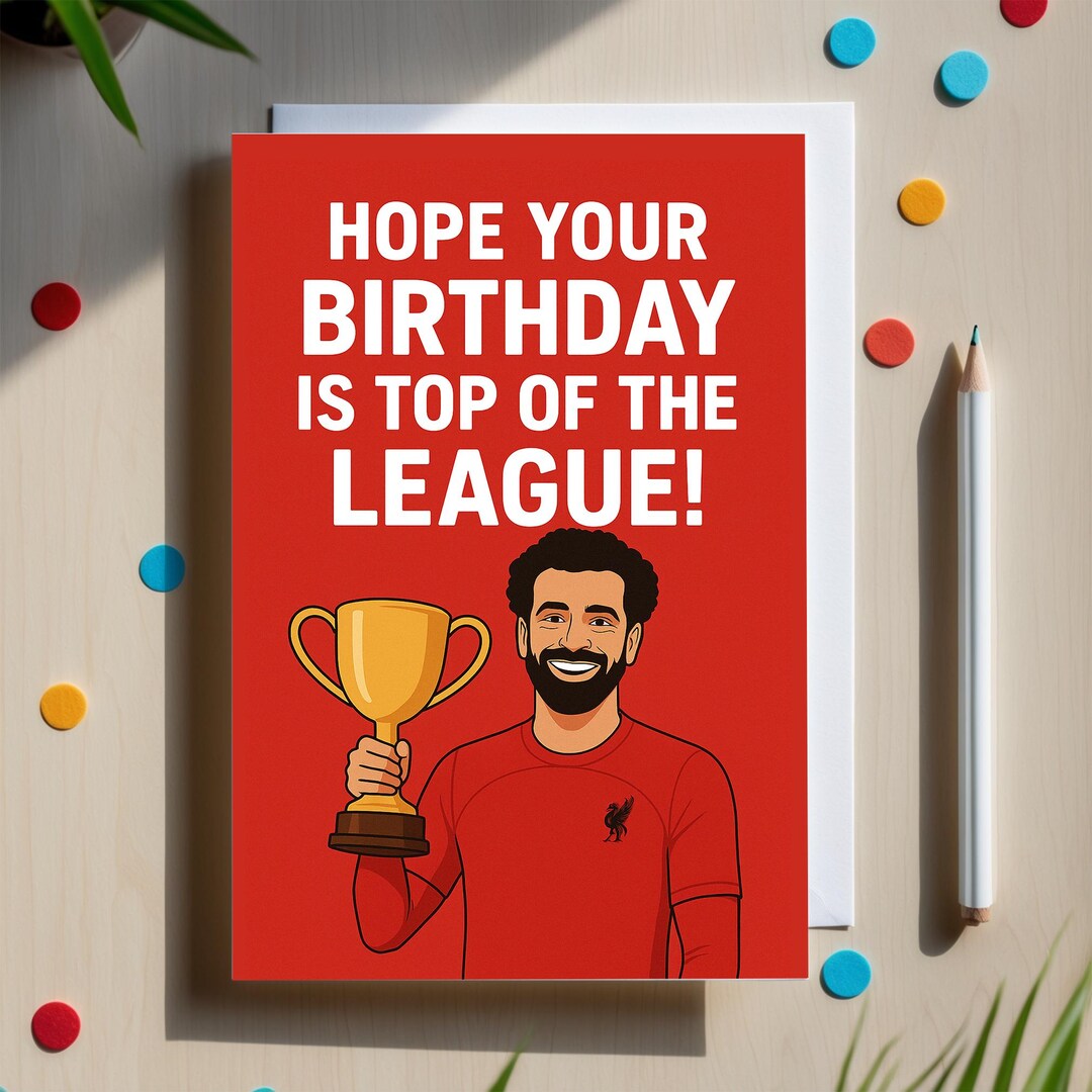 Liverpool Birthday Card for Him Featuring Trophy Illustration | Red ...