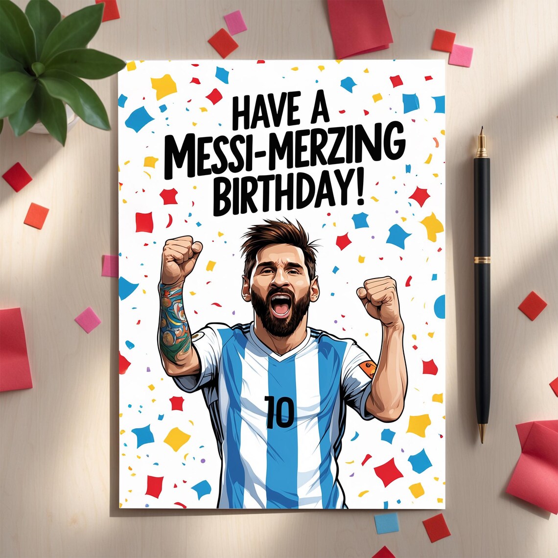 Messi Inspired Birthday Card - "have a Messi-merizing Birthday ...
