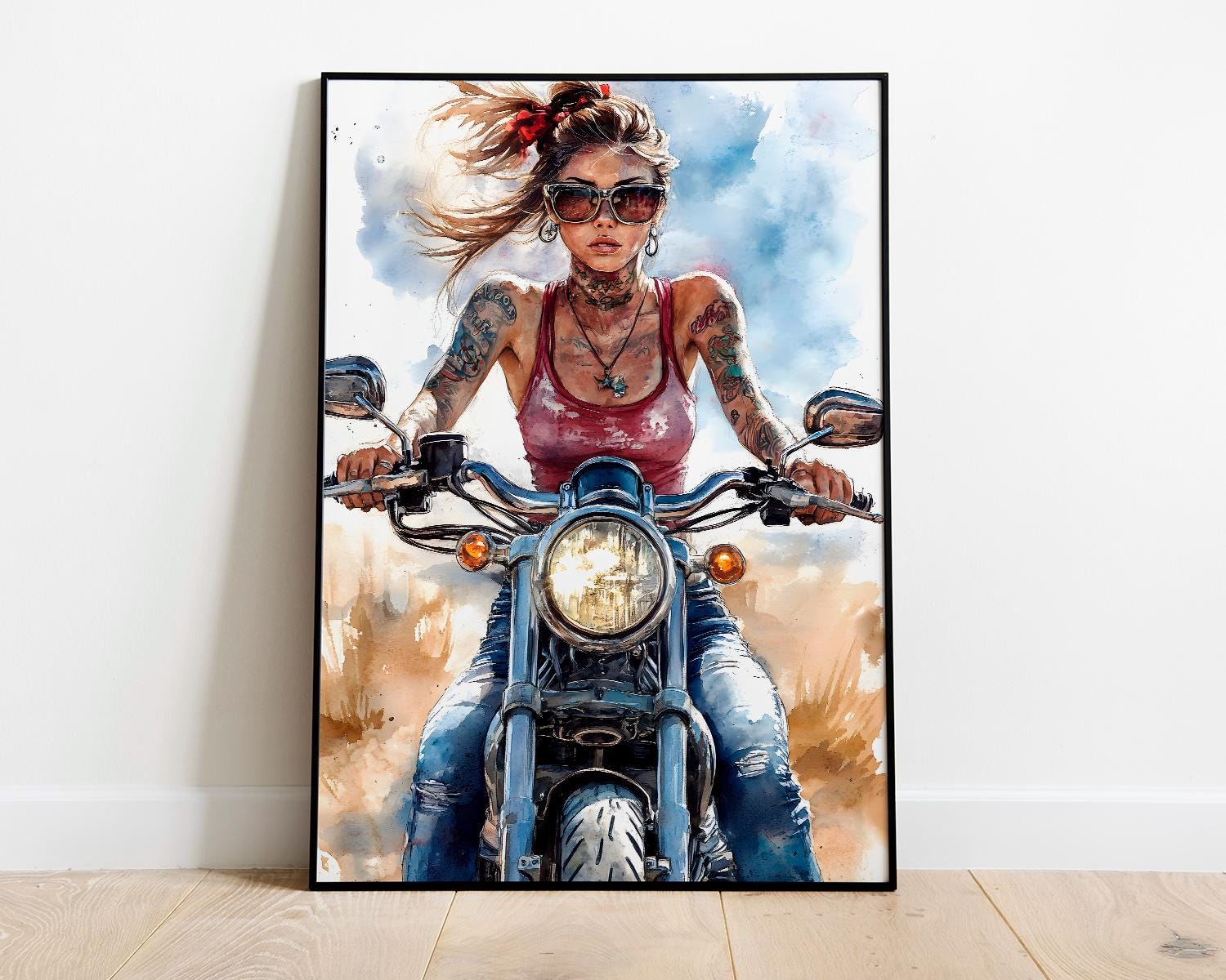Set of Three Biker Girl Posters | Digital Download | Watercolor Women ...