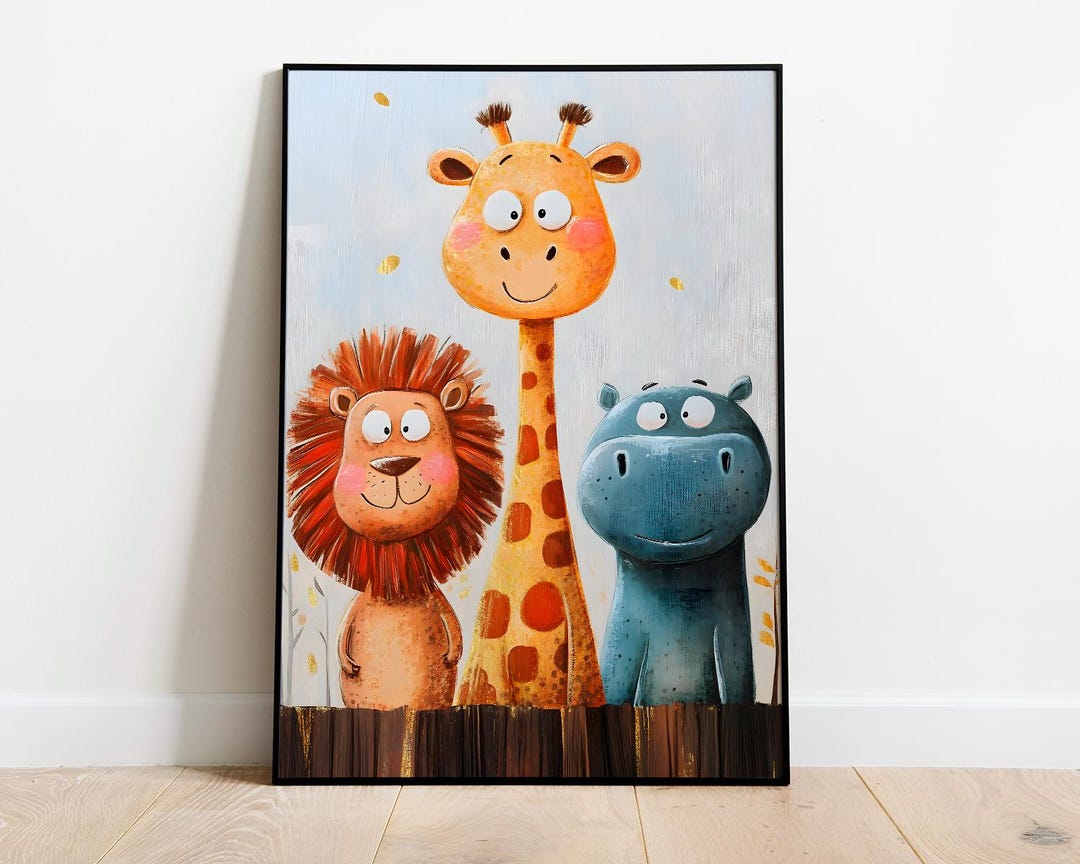 Cartoon Animals - Nursery Poster, Colorful Kids Room Printable Decor ...