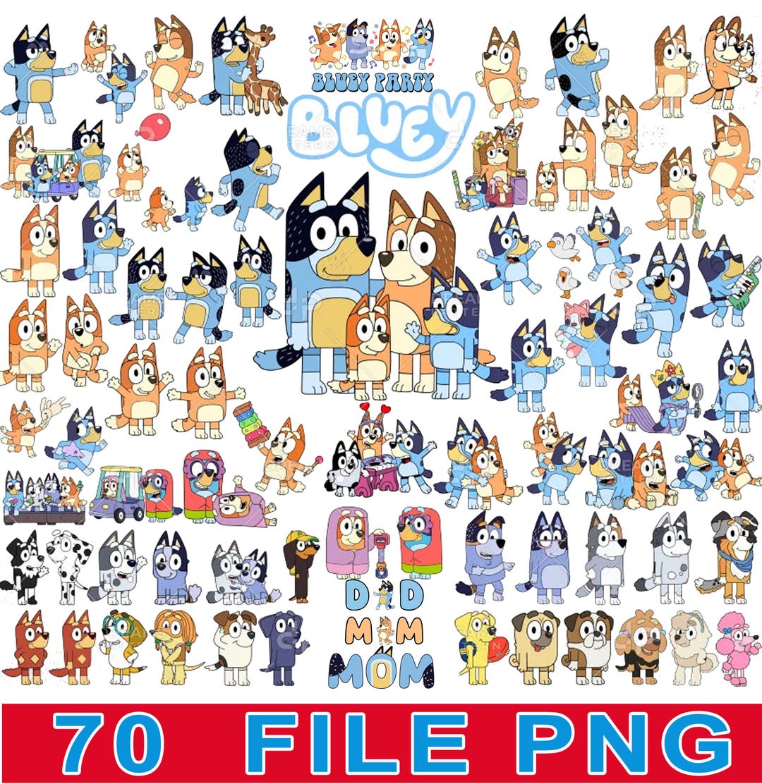 70 Png Bluey Bundle, Bluey Cut Files for Cricut, Bluey Clipart, Bluey ...