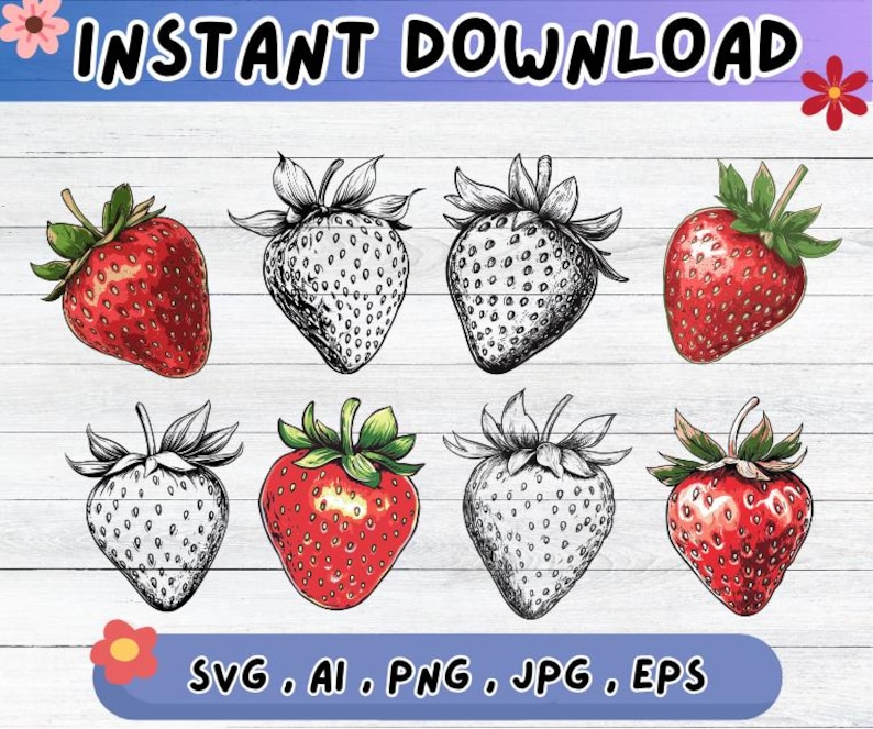 Strawberry SVG Bundle, Strawberry Clipart Design, Cut Files for Decal ...
