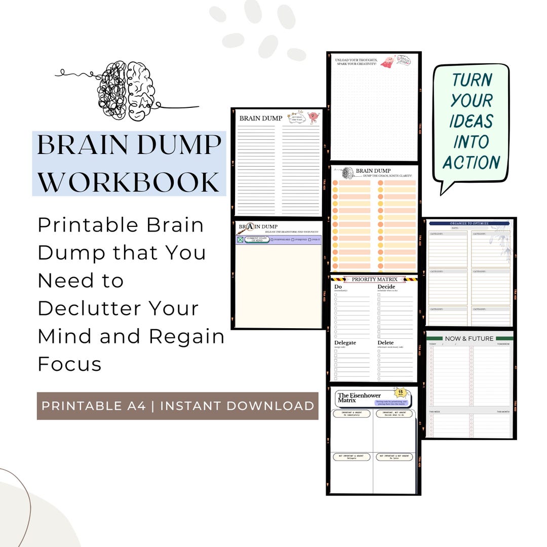 Brain Dump Workbook – Digital & Printable to Clear Your Mind and Boost Your Productivity - Etsy
