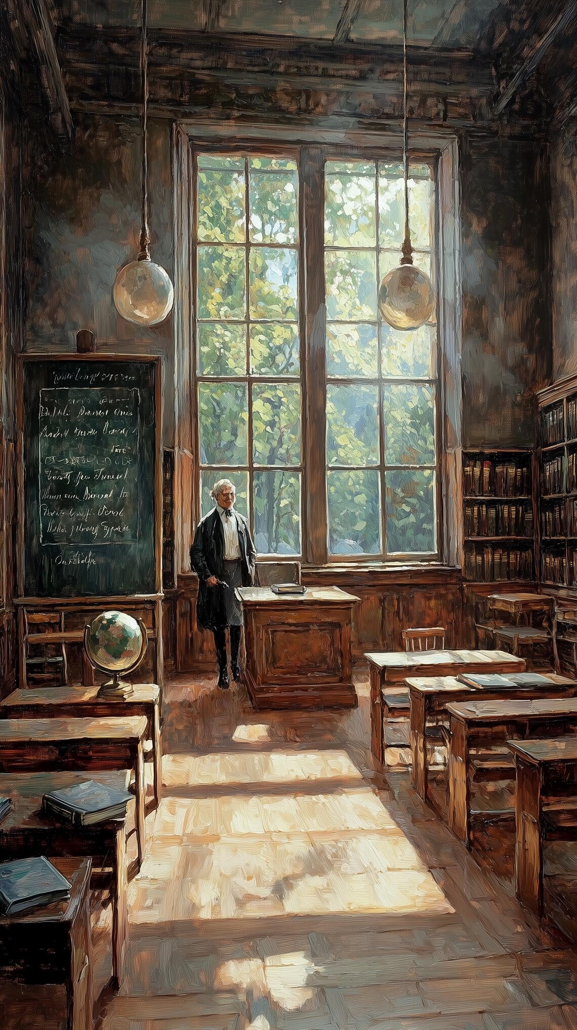 Vintage Classroom Oil Painting Digital Download – Old Schoolhouse Art ...