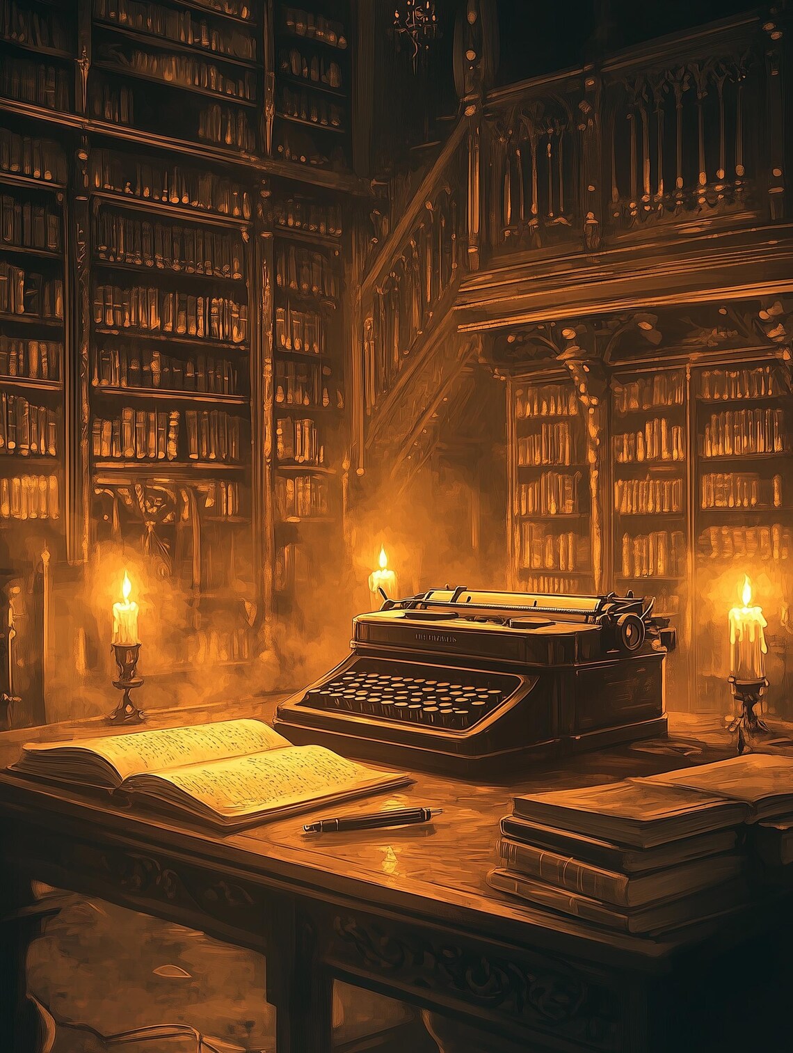 Dark Academia Aesthetic Wall Art - Vintage Gothic Library Print ...