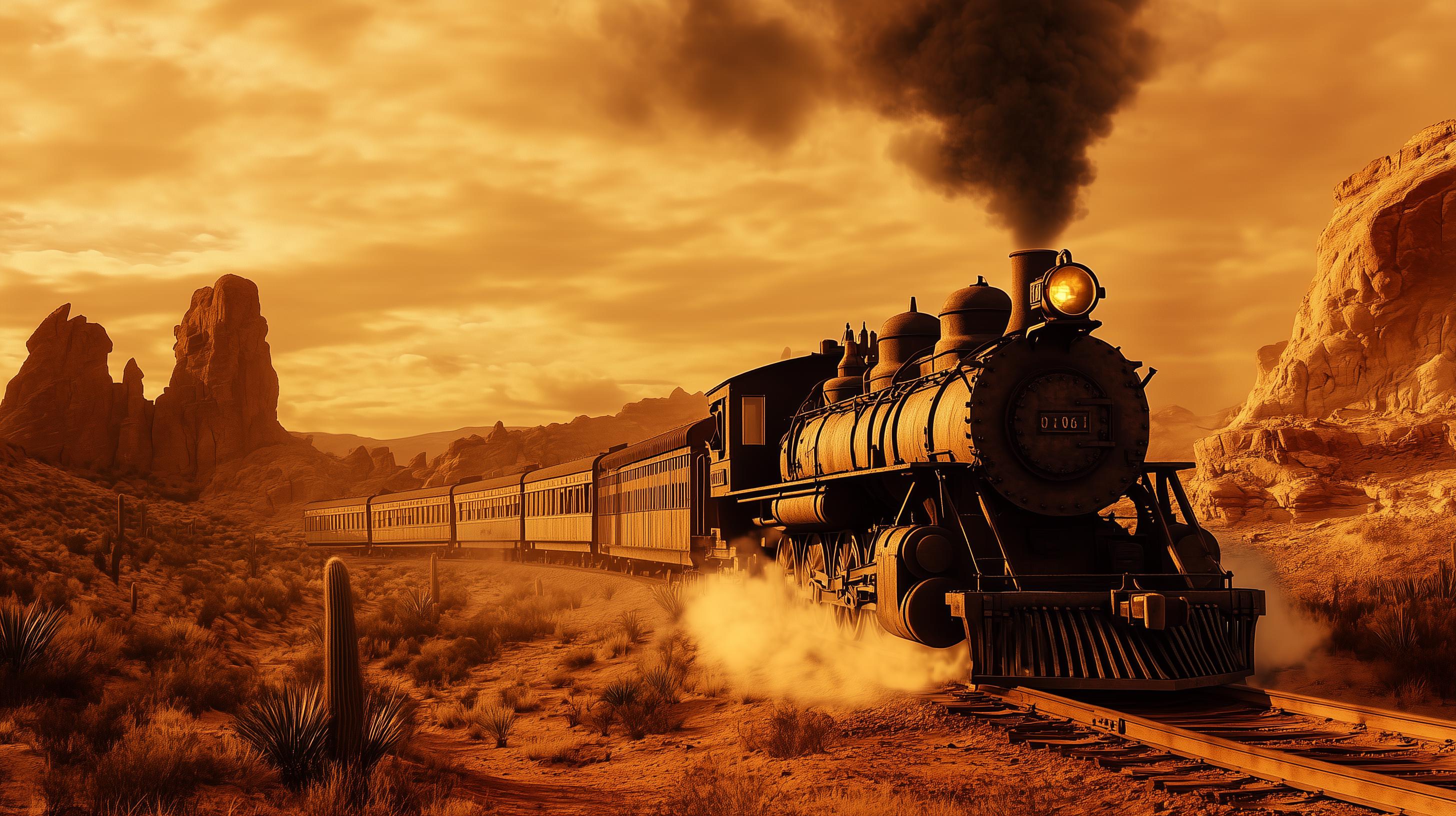 Vintage Old West Steam Train Art – 1800s Western Locomotive, Rustic ...