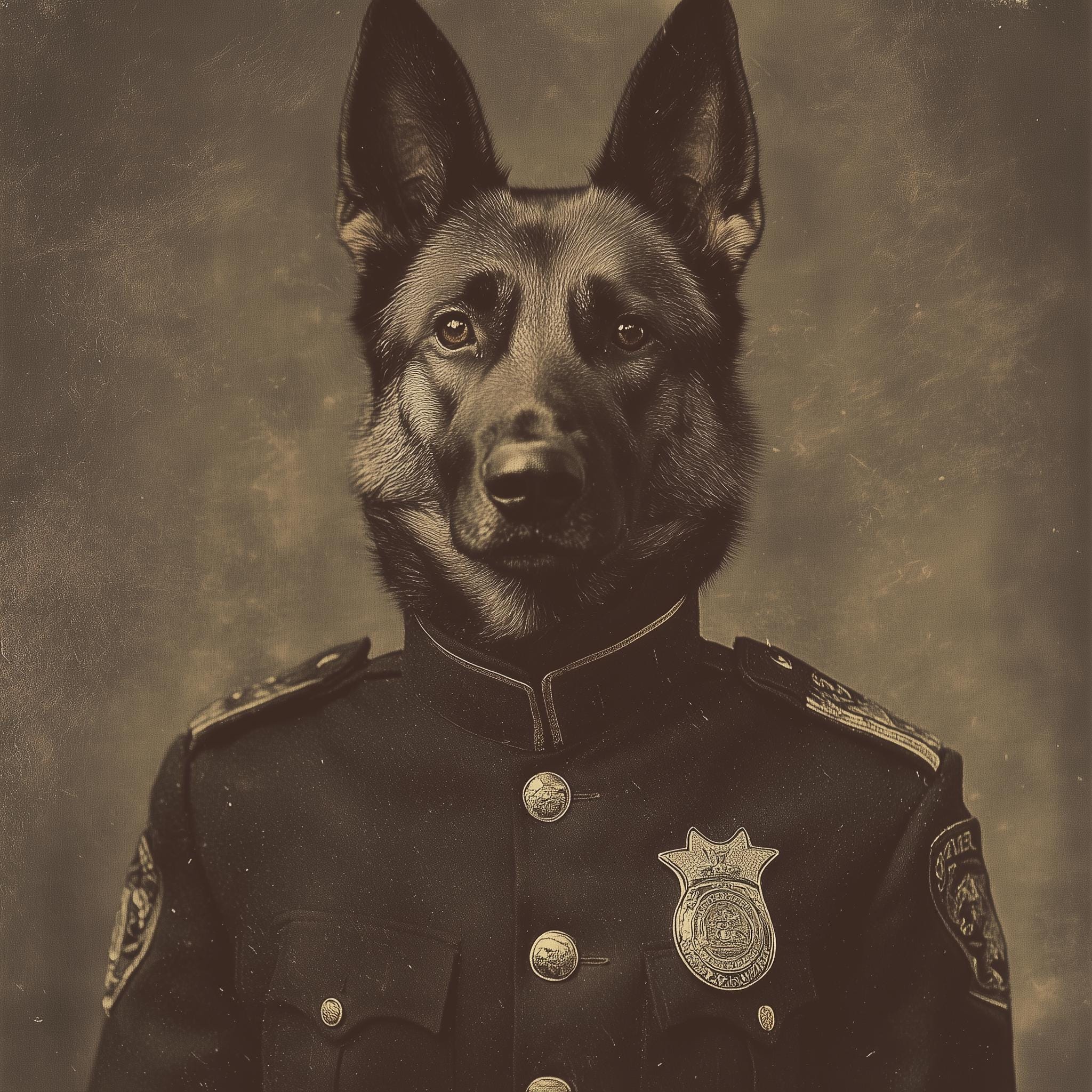 Vintage German Shepherd Police Portrait | K9 Officer Wall Art | Retro ...
