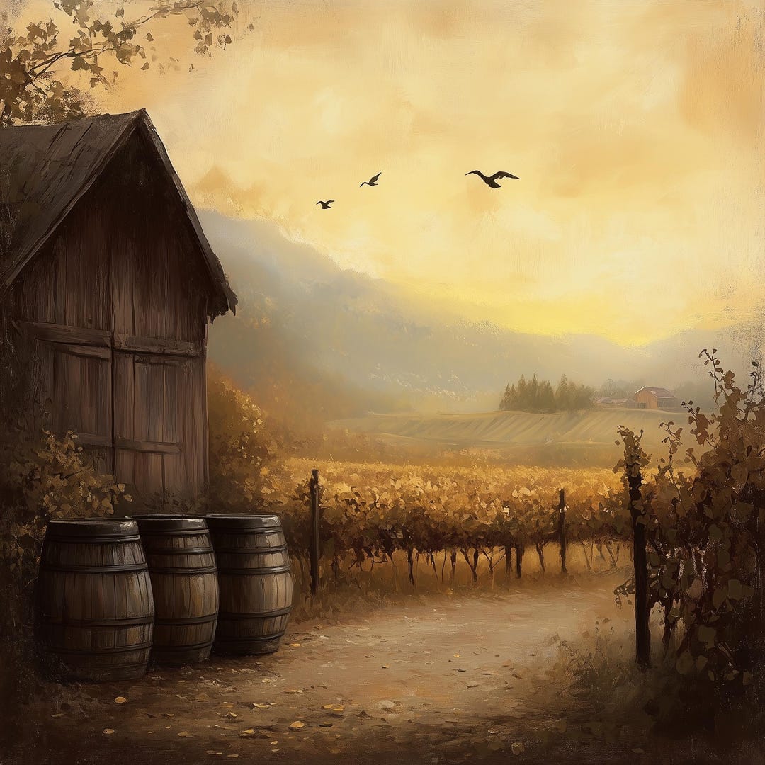 Vintage Vineyard Digital Download - Rustic Wine Country Art, Antique ...