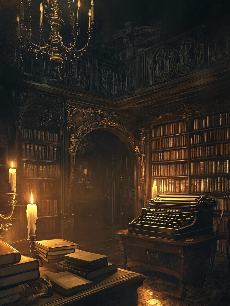 Dark Academia Aesthetic Wall Art - Vintage Gothic Library Print ...