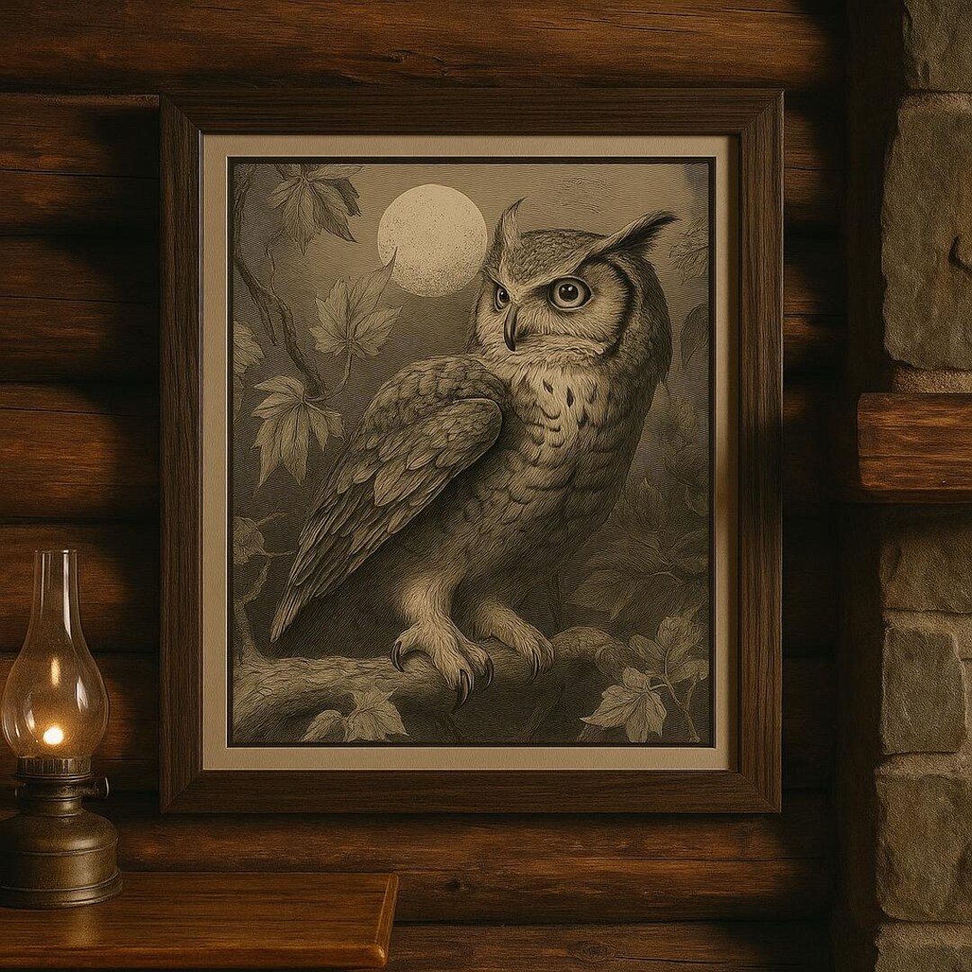 Vintage Owl Illustration Digital Download | Nocturnal Bird Wall Art ...