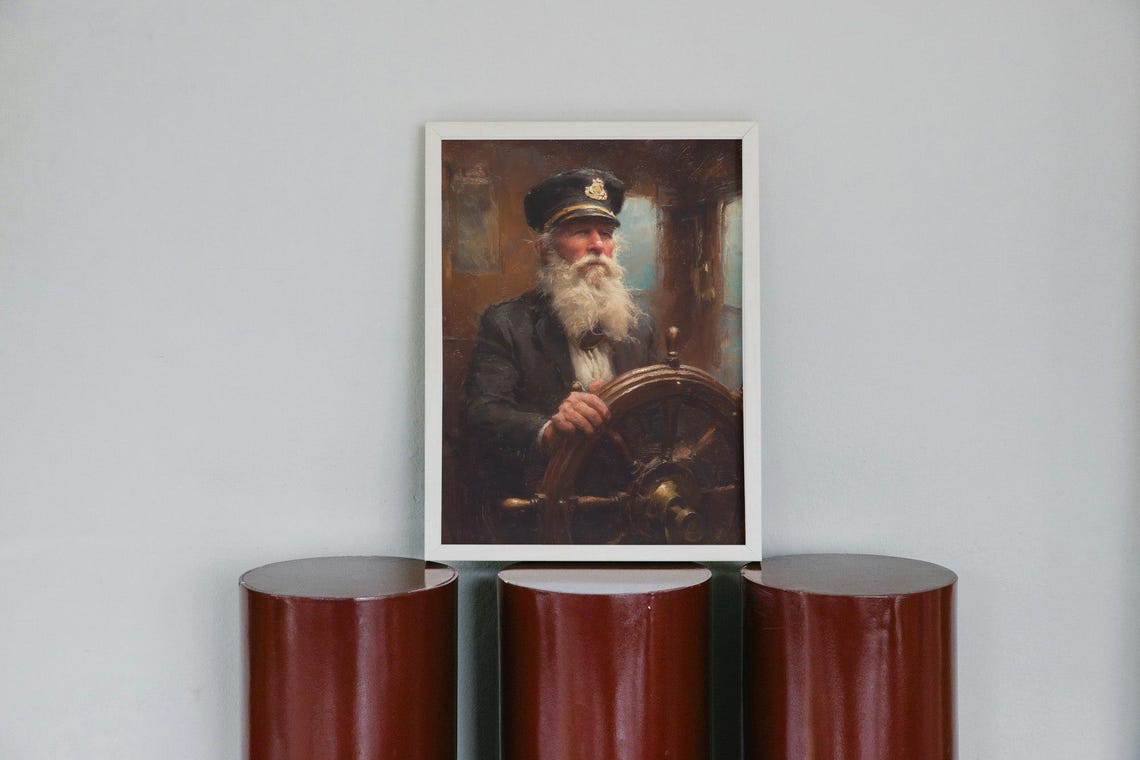 Sea Captain Portrait Art Print: Vintage Nautical Oil Painting (digital ...