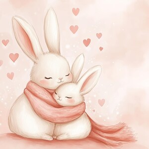 Watercolor Rabbit Couple Clipart: Valentine's Day Love Art (digital ...