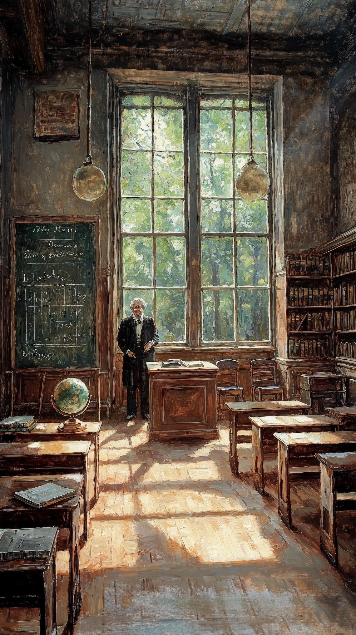 Vintage Classroom Oil Painting Digital Download – Old Schoolhouse Art ...