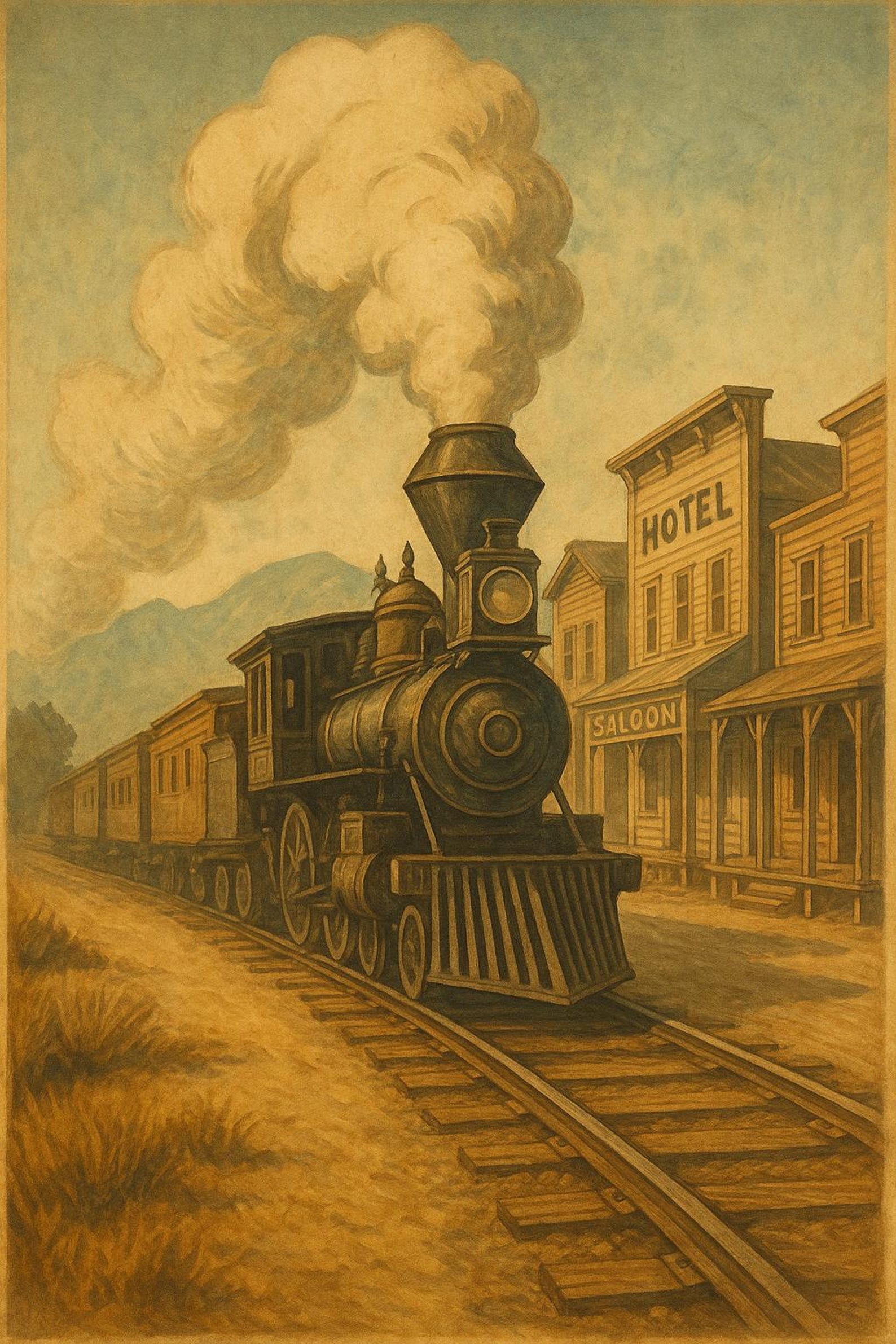 Vintage Western Train Wall Art, Old Steam Locomotive Digital Download ...