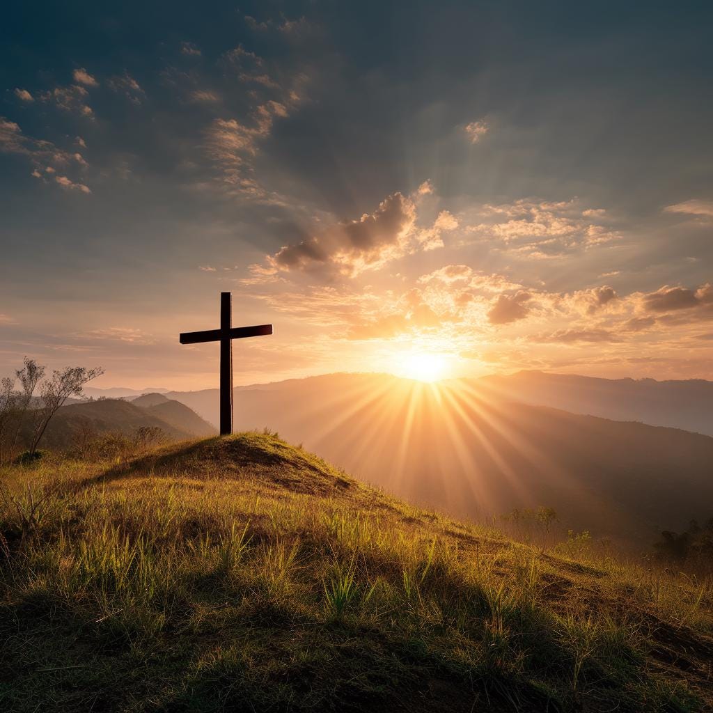 Easter Cross Sunrise Print: Christian Religious Landscape (digital ...