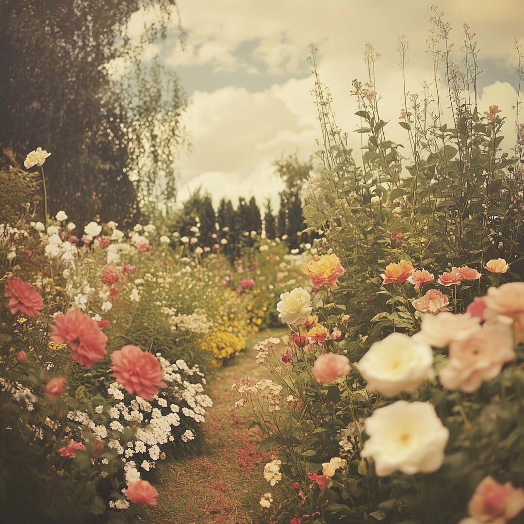 Vintage Botanical Print: Rustic Flower Garden Illustration (digital ...