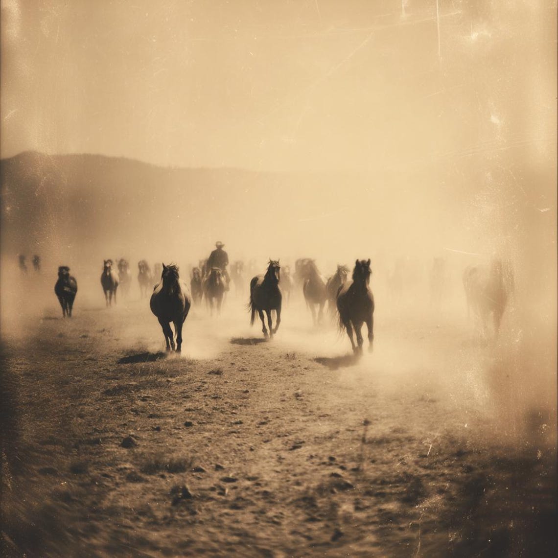 Wild Horses in Dust Digital Download – Western Cowboy Wall Art, Vintage ...