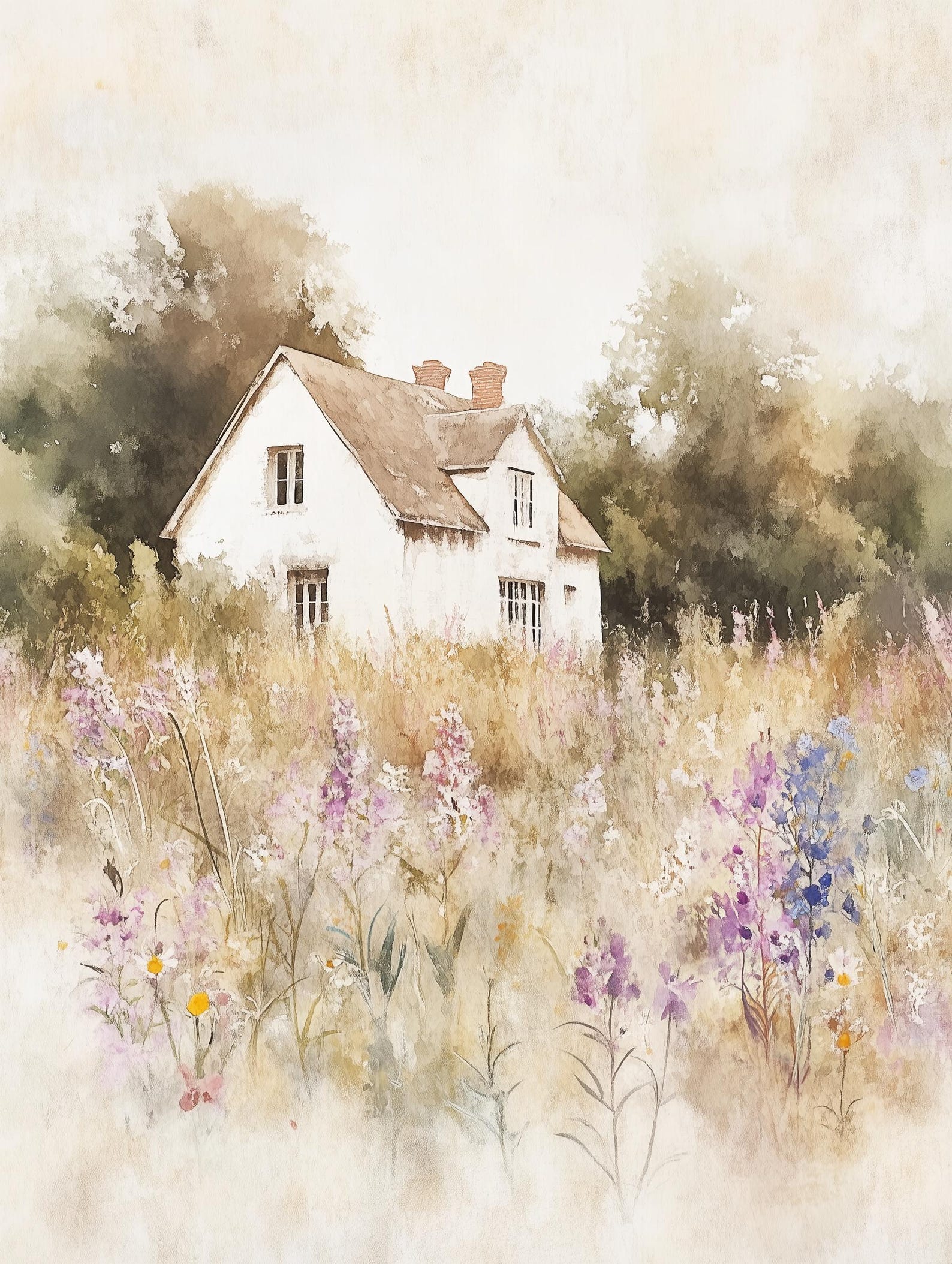 Cottagecore Wall Art Printable, Vintage Floral Watercolor Print, Shabby ...