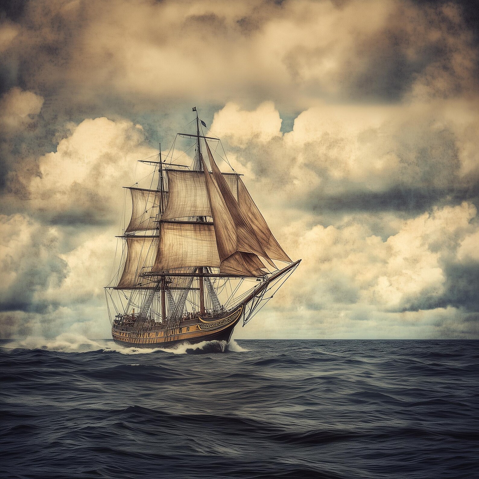 Vintage Sailing Ship Digital Download – Antique Tall Ship Wall Art ...