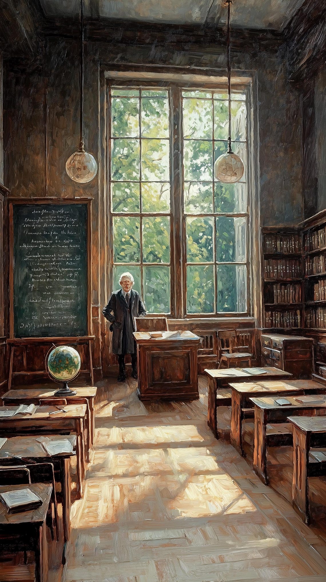 Vintage Classroom Oil Painting Digital Download – Old Schoolhouse Art ...
