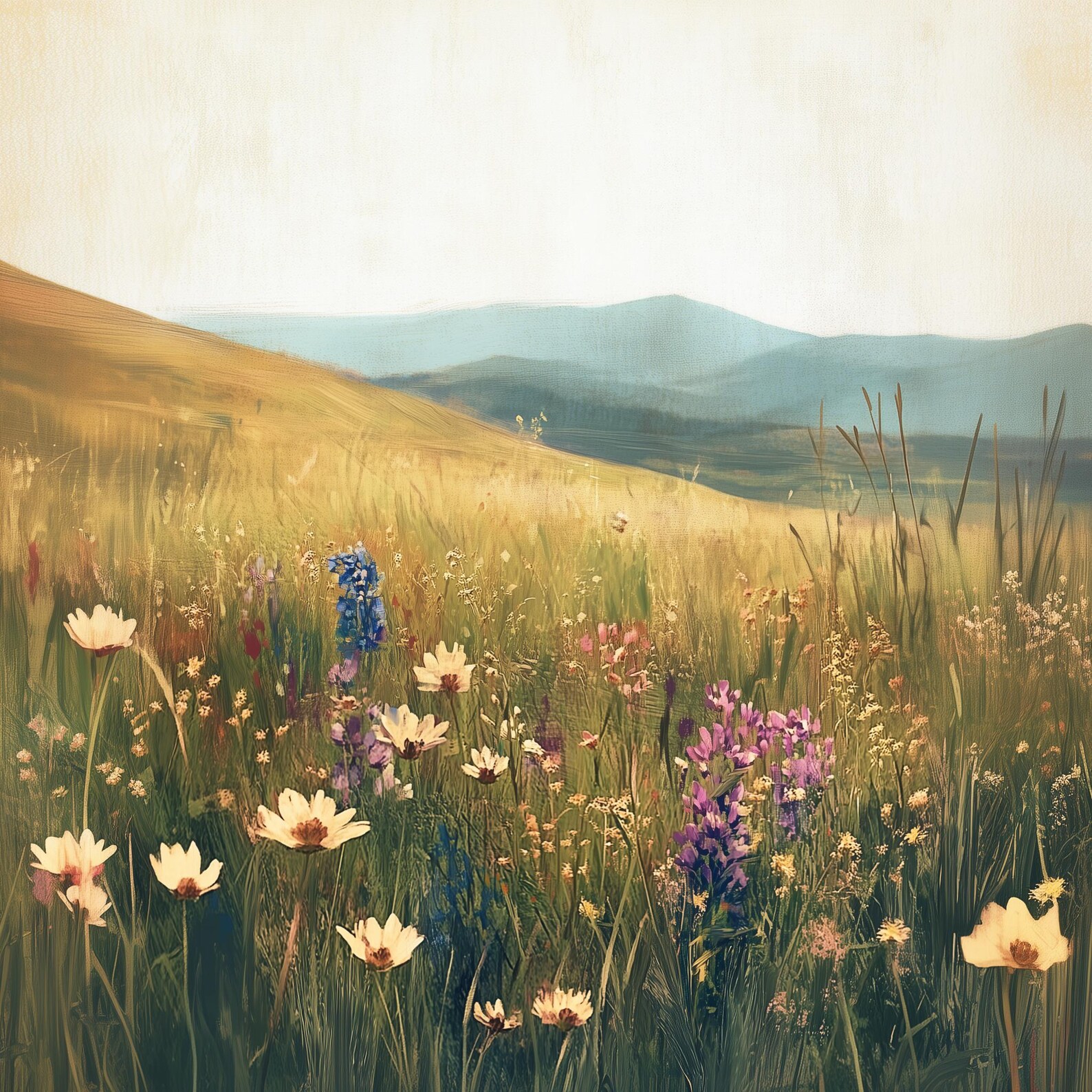 Vintage Wildflower Field Art Print: 1920s Countryside Landscape ...