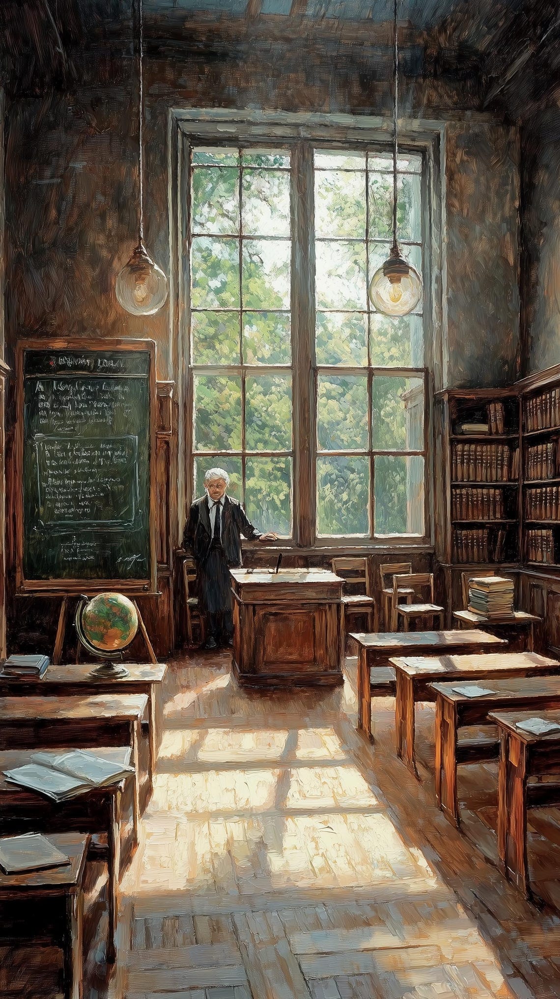 Vintage Classroom Oil Painting Digital Download – Old Schoolhouse Art ...