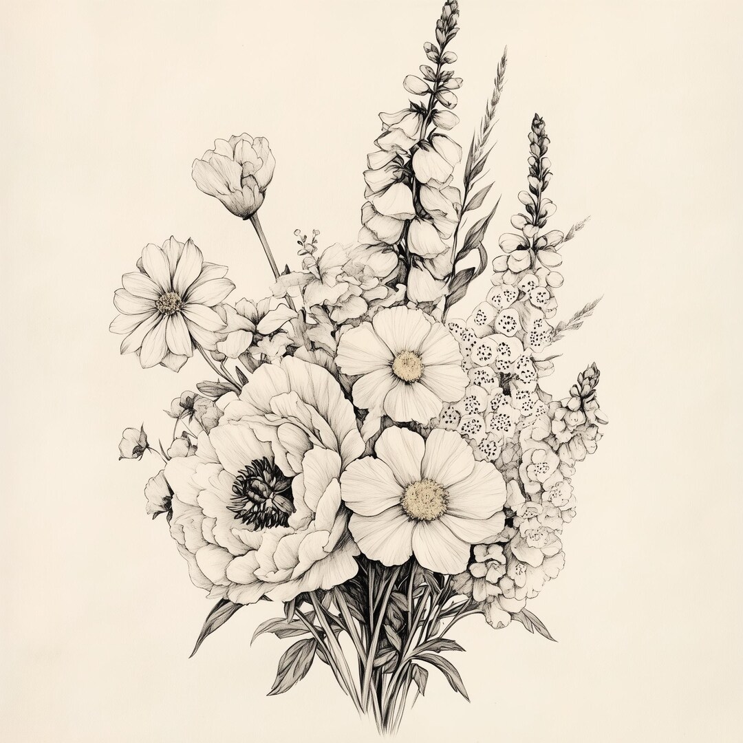 Vintage Botanical Flower Illustration Digital Download – Wildflower ...