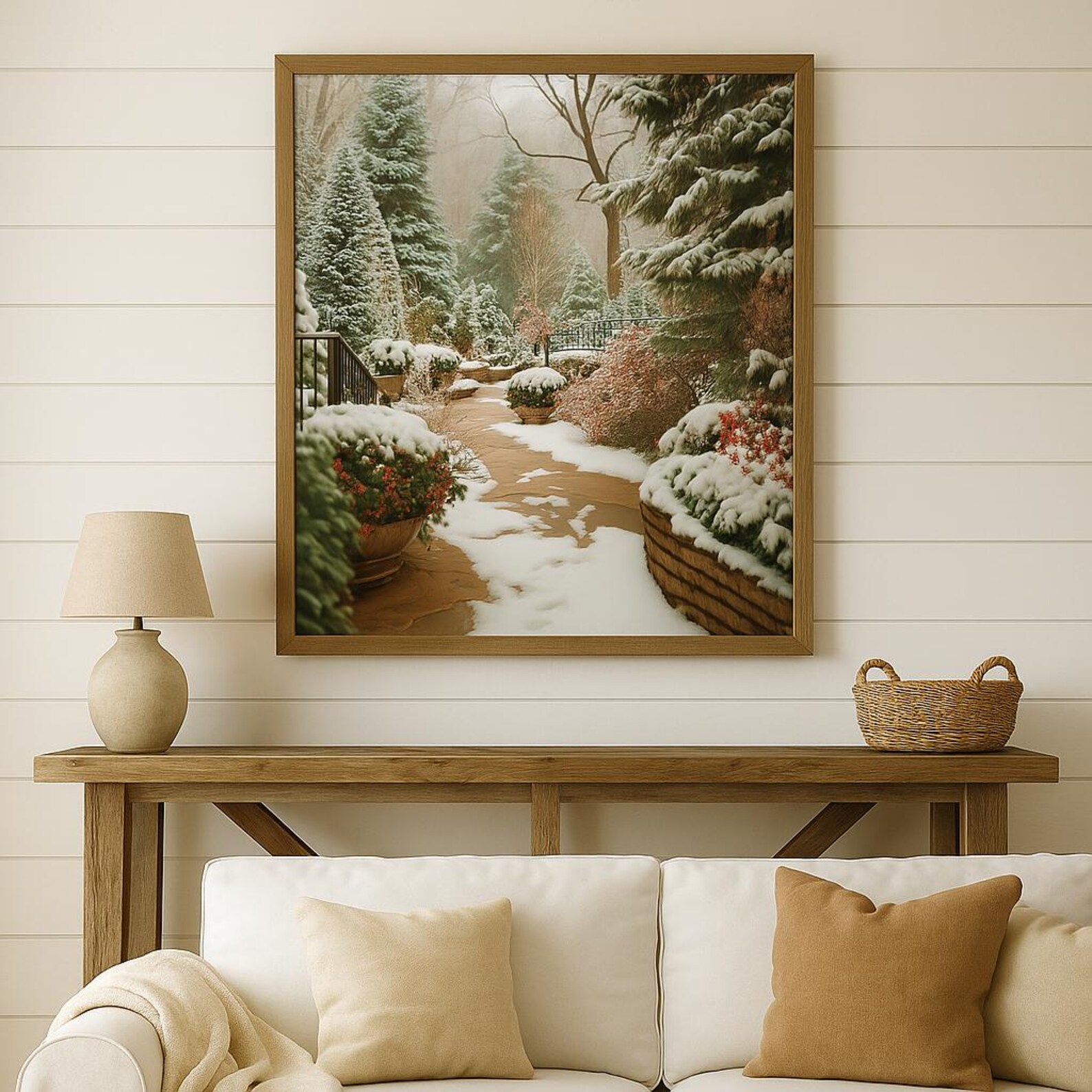 Winter Garden Path Art Print: Snowy Landscape Photography (digital ...