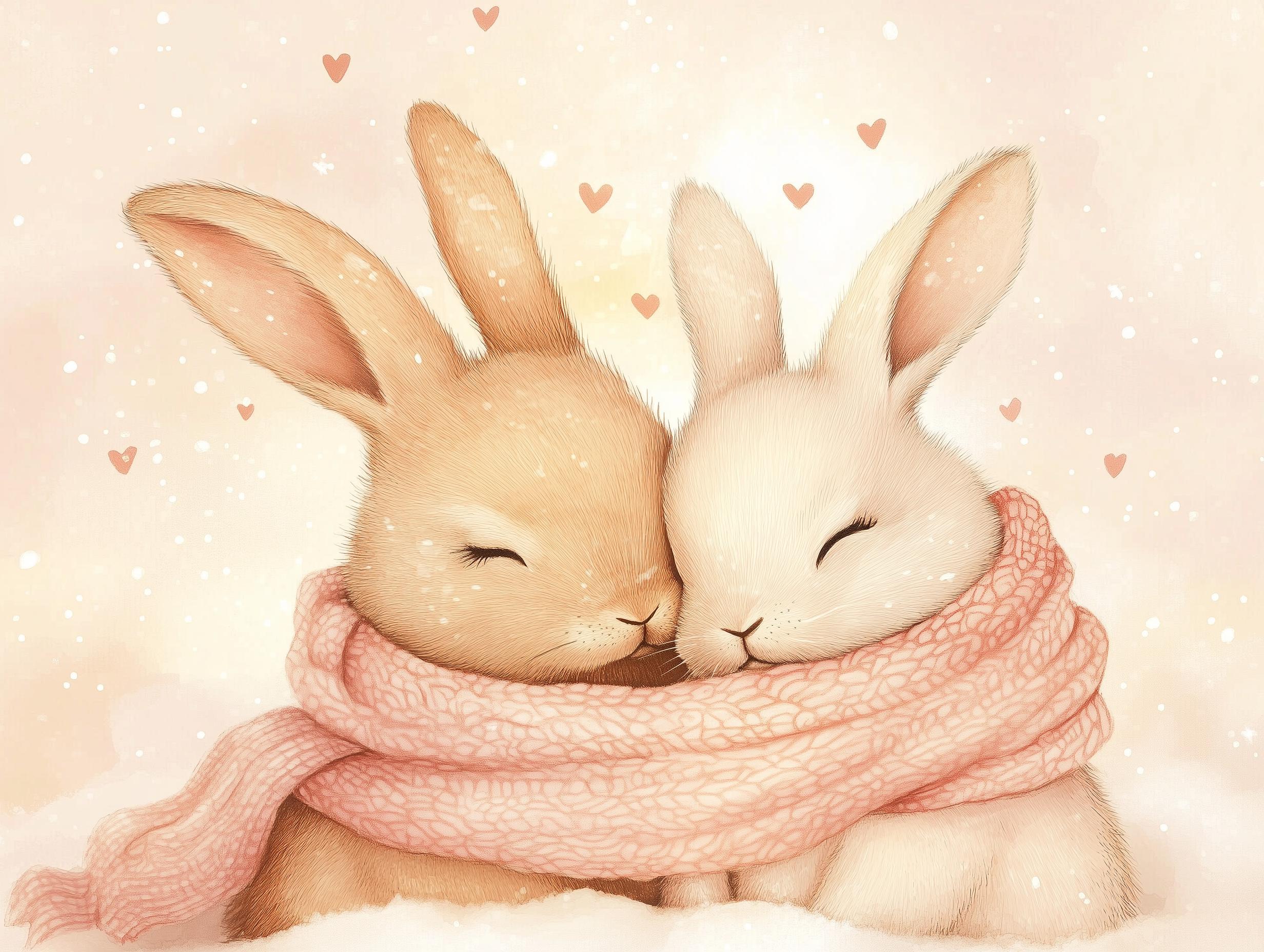 Watercolor Rabbit Couple Clipart: Valentine's Day Love Art (digital ...